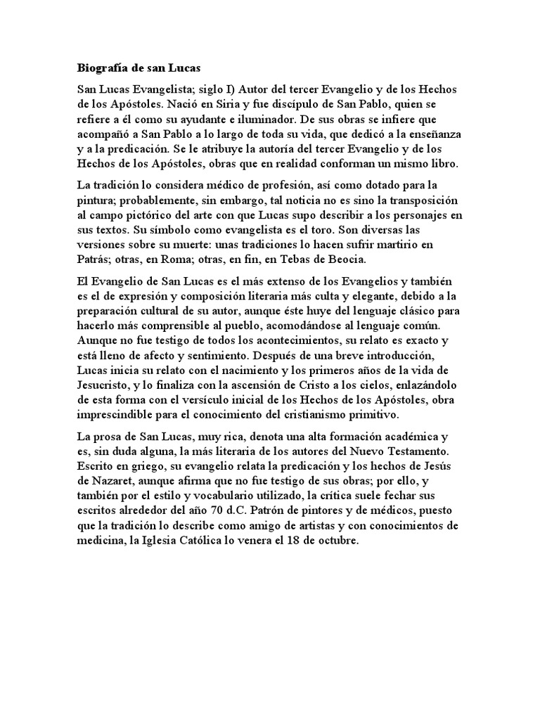 Biografia de Lucas | PDF
