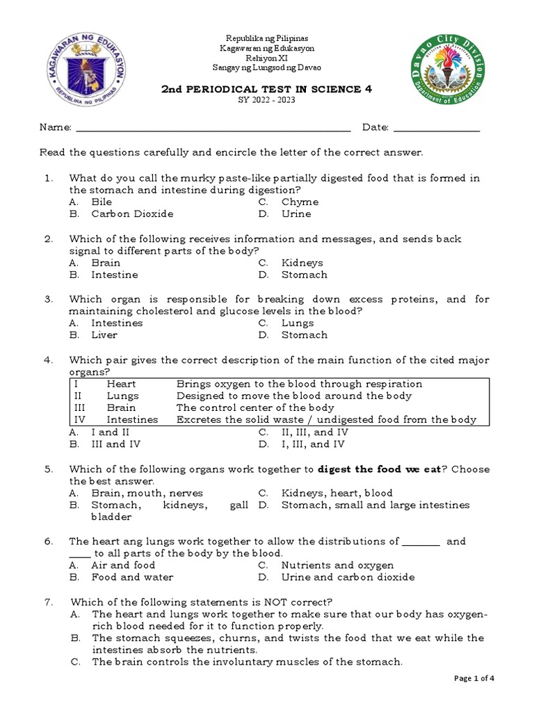 Science test answers | PDF | Predation | Digestion