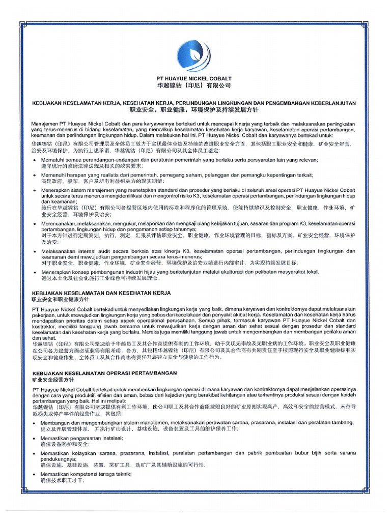 Kebijakan K3LH HYNC-Feb 2022 | PDF