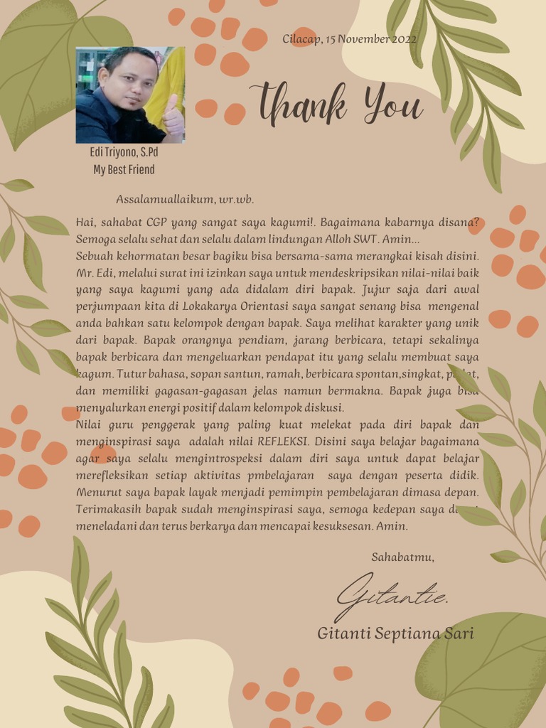 Sepucuk Surat Cinta Untuk Sahabat CGP - Gitanti Septiana Sari | PDF