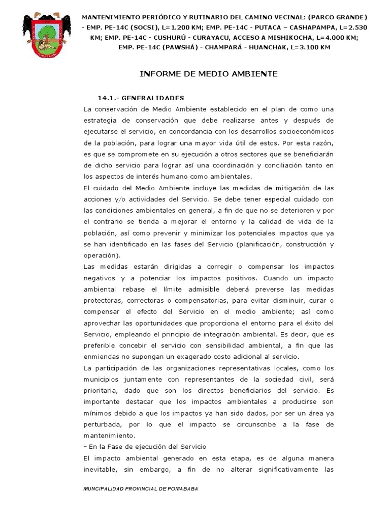 Informe de Medio Ambiente | PDF | Entorno natural | Agua