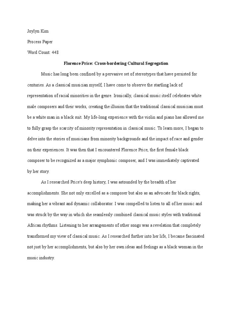 NHD Process Paper - Joylyn Kim 1 | PDF | Classical Music