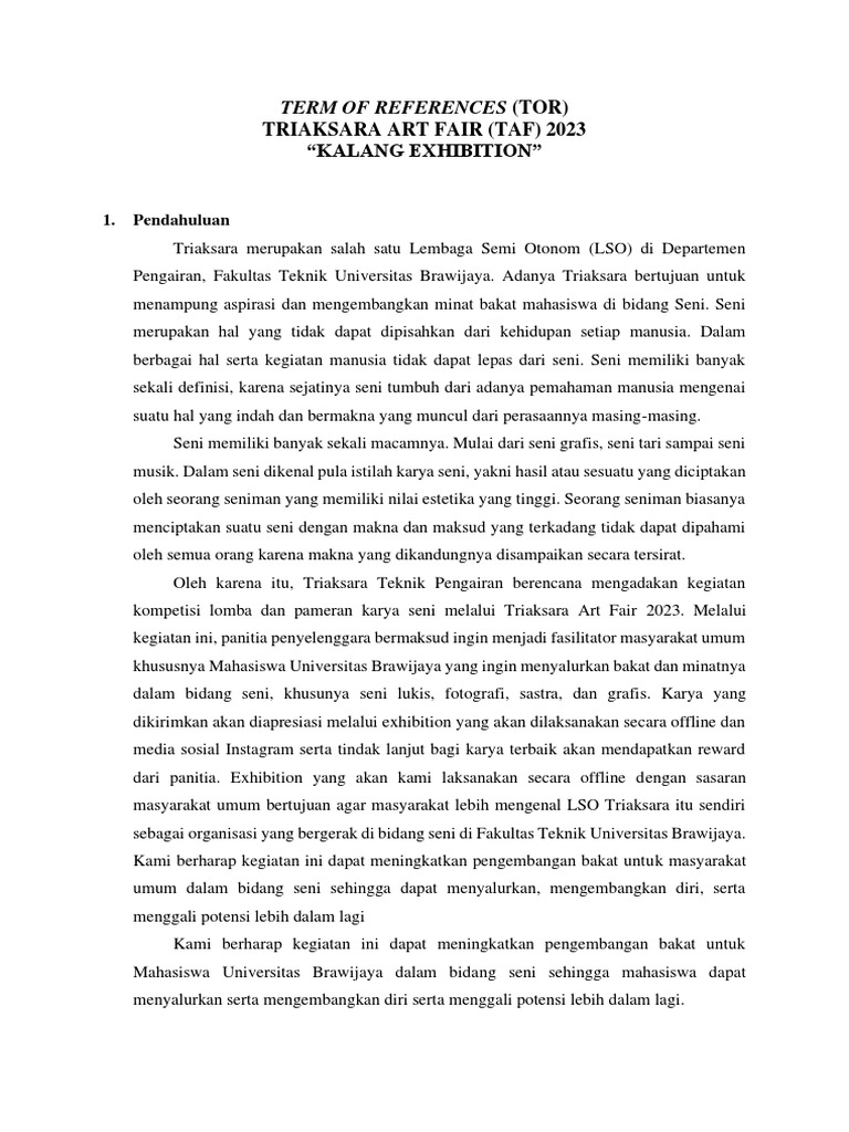 Term of Refrences Kalang Exhibition | PDF Term of Refrences Kalang Exhibition | PDF