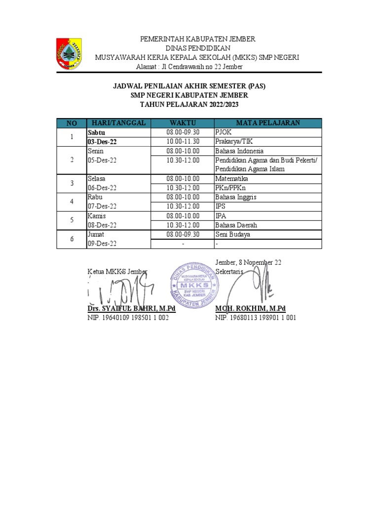 Jadwal Pas Baru - Ralat | PDF