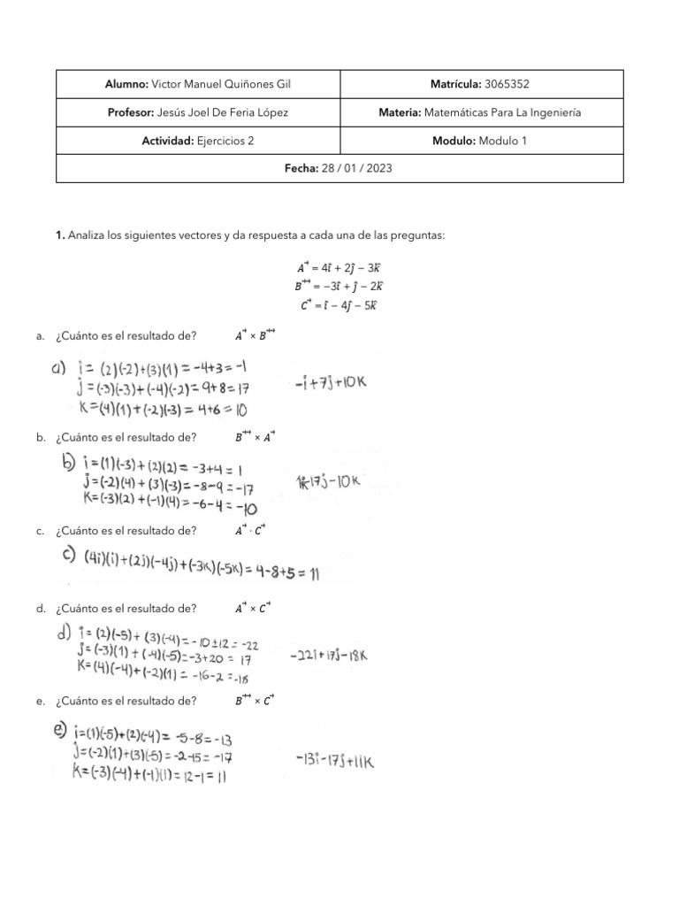 Ejercicios 2 - Matemáticas para La Ingeniería | PDF