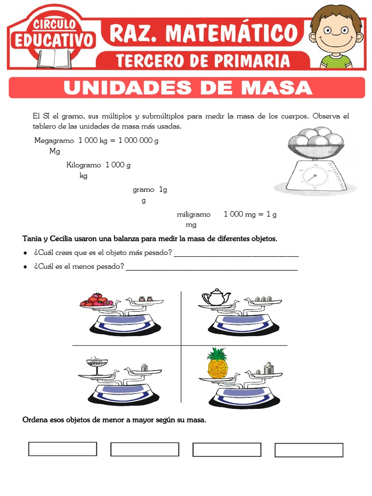 Unidades de Masa para Tercero de Primaria | PDF | Salud y bienestar ...