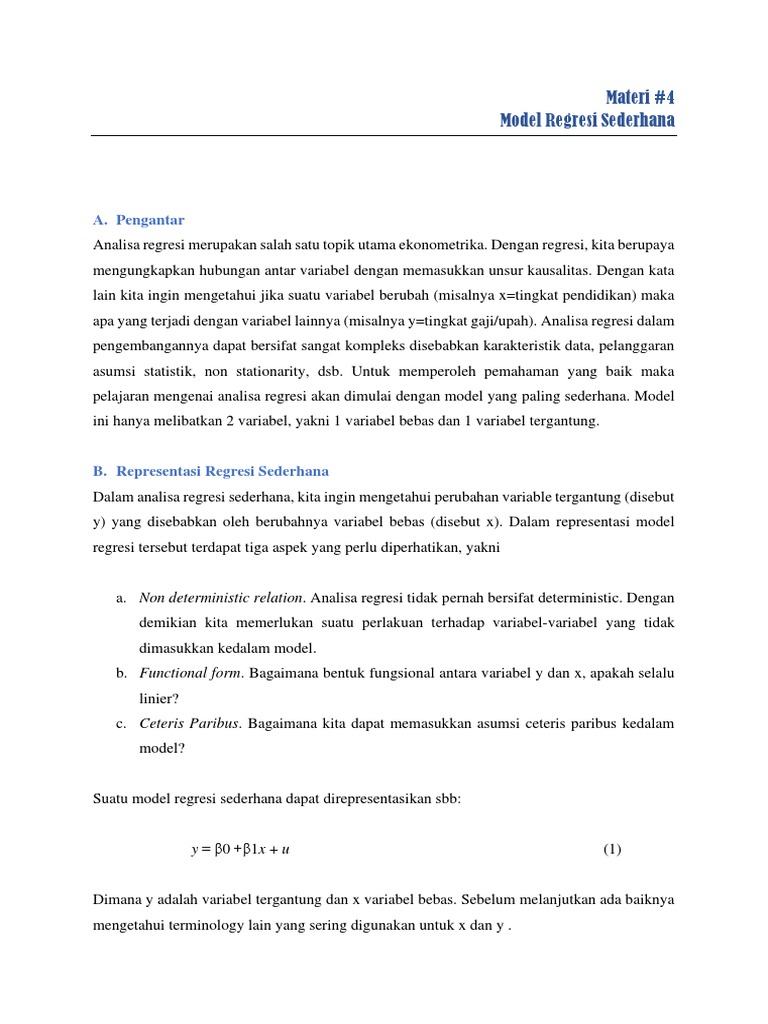 #4 - Model Regresi Sederhana | PDF