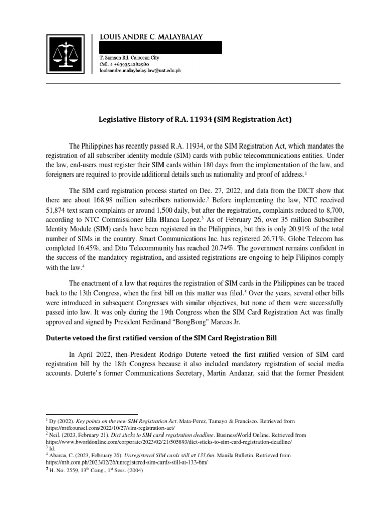 JD103 - RA 11934 Legislative History | PDF | Privacy | Information Privacy