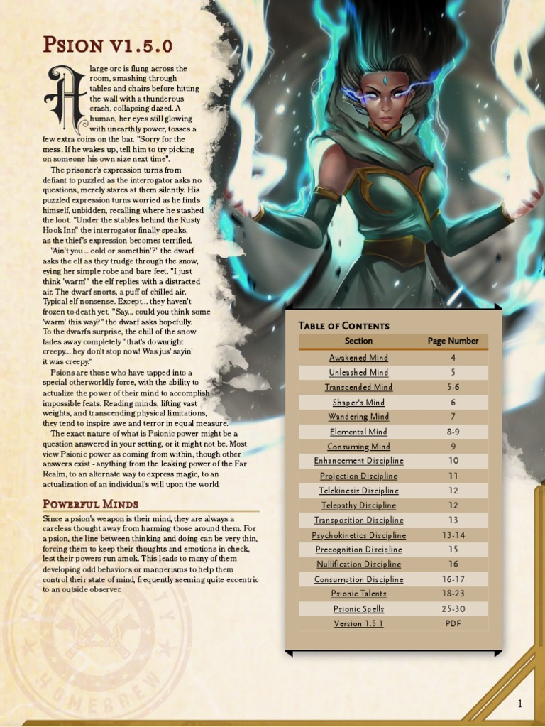 5e - Psion (KibblesTasty) - GM Binder | PDF