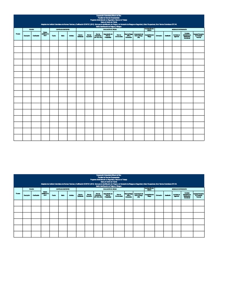 Anexo Matriz GTC 45 2012 | PDF | Seguridad y salud ocupacional