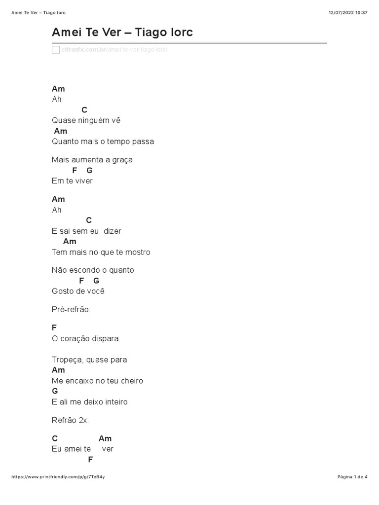 Amei Te Ver - Tiago Iorc | PDF