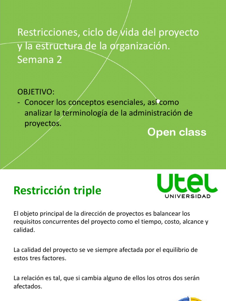 Open Class S2 Restricciones, Ciclo de Vida Del Proyecto y La Estructura de La Organización | PDF ...