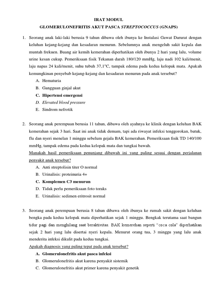Irat TBL Glomerulonefritis Akut Pasca Streptococcus (Gnaps) | PDF