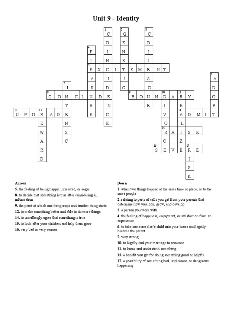 Unit 9 Crossword | PDF | Happiness | Psychology