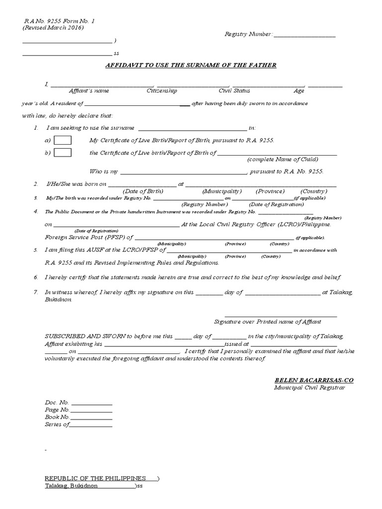 Ausf 9255 Revised | PDF | Affidavit | Civil Law (Common Law)