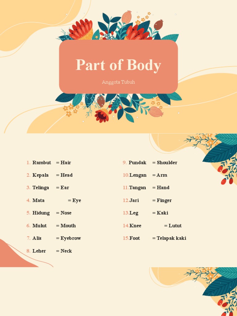 Body Parts Vocabulary in English-Indonesian | PDF | Wellness
