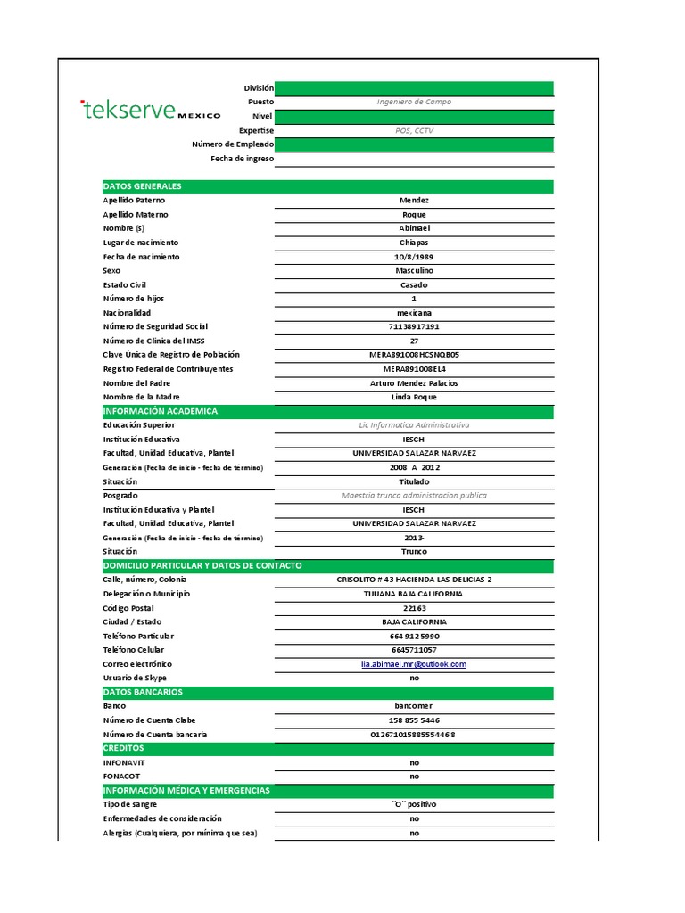 Datos Personales - Tekserve Plaza 2022 | PDF