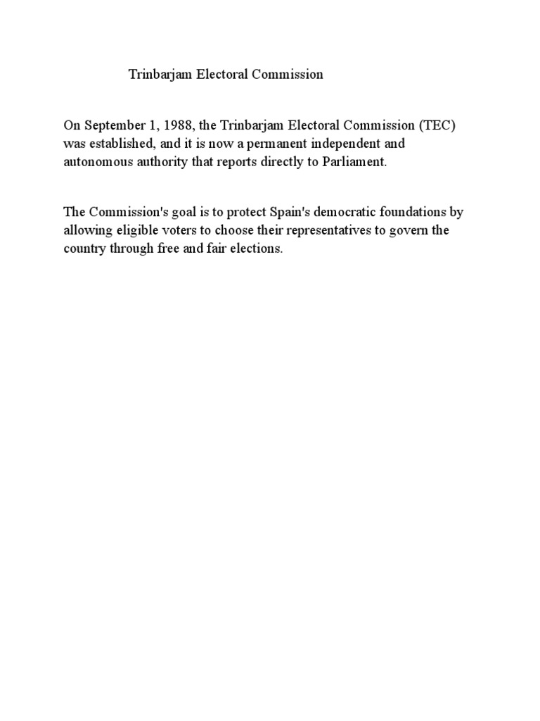 Trinbarjam Electoral Commission | PDF