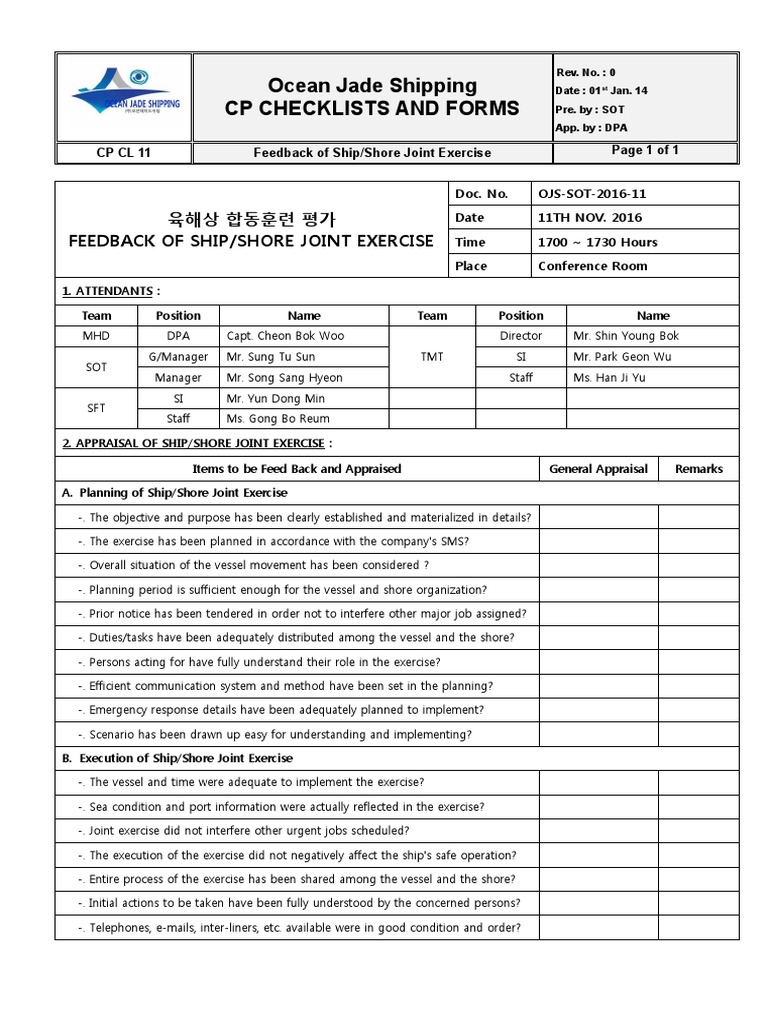 Ship/Shore Joint Exercise Feedback | PDF