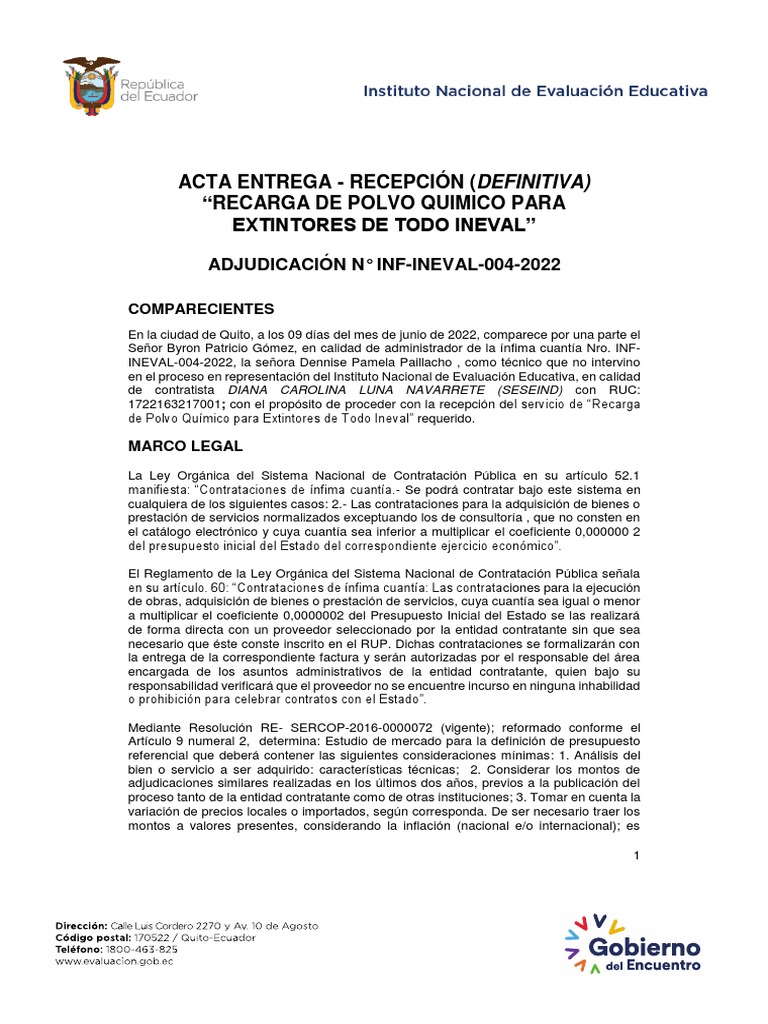 Diaf Acta-Entrega Recepcion Extintores 2022-Signed | PDF | Presupuesto
