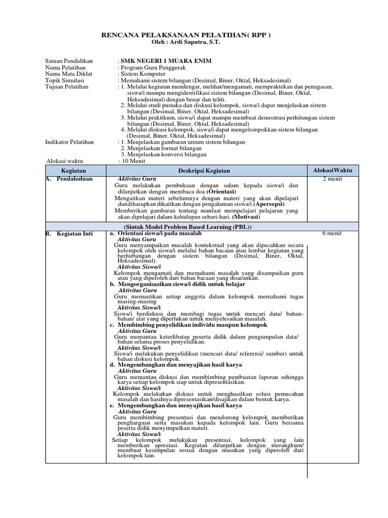 RPP Sistem Komputer CGP | PDF | Komputer