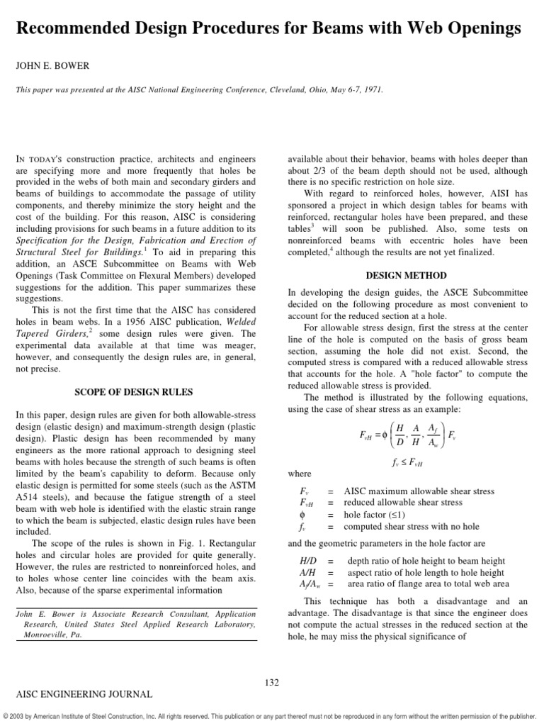 AISC Design Procedures For Beams With Web Openings XX | PDF | Buckling ...