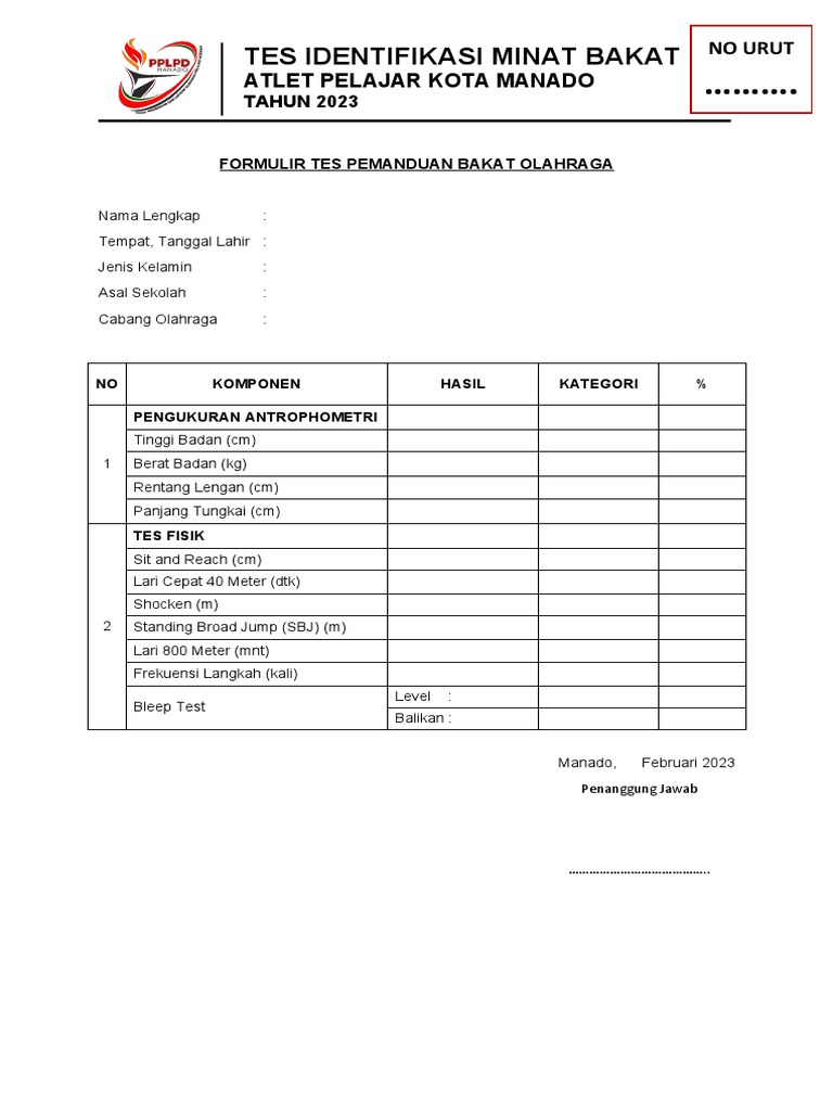 Formulir Tes Identifikasi Minat Bakat | PDF