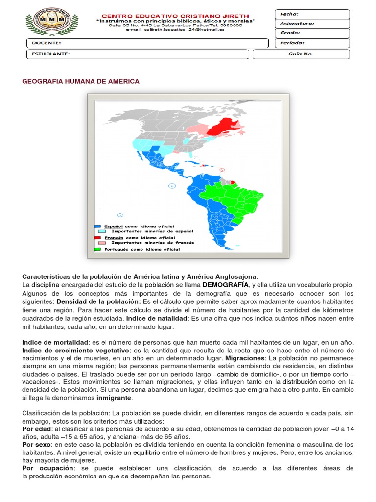 Geografia Humana Del Continente Americano 3C | PDF | Américas | Europa