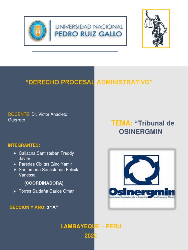 Análisis del Tribunal de OSINERGMIN y su función en la resolución de controversias en el sector ...