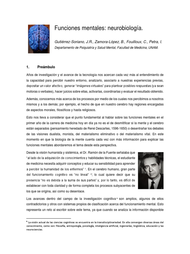 Gutiérrez-Soriano - Funciones Mentales Neurobiología | PDF | Cerebro | Sinapsis