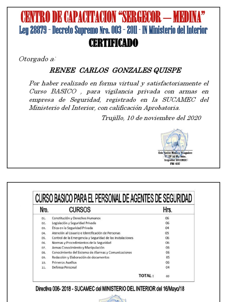 Certificado Basico Renee Gonzales | PDF