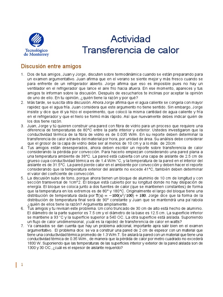 Fisica1 Trasnferencia Calor | PDF | Calor | Transferencia de calor