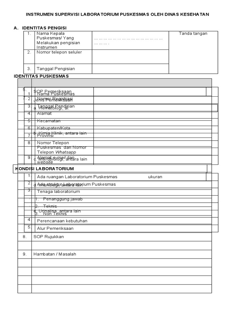 Supervisi Laboratorium Puskesmas 2023 | PDF