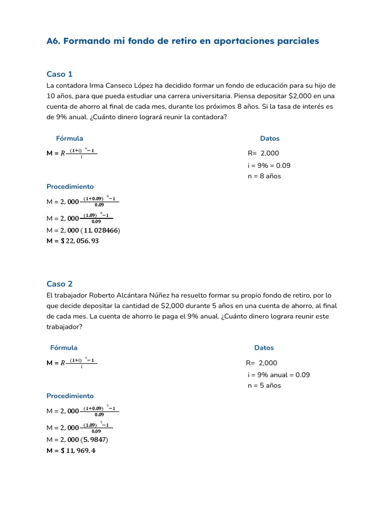 Actividad 6 Formando Mi Fondo de Retiro | PDF