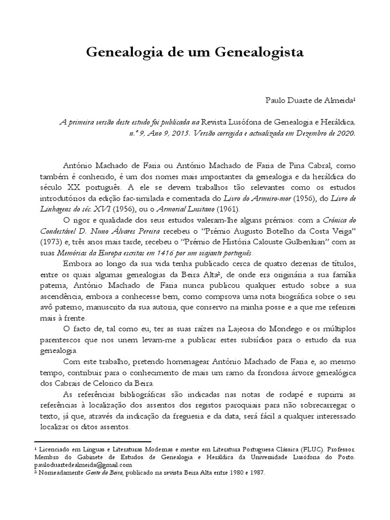 Genealogia de António Machado de Faria | PDF | Portugal | Genealogia