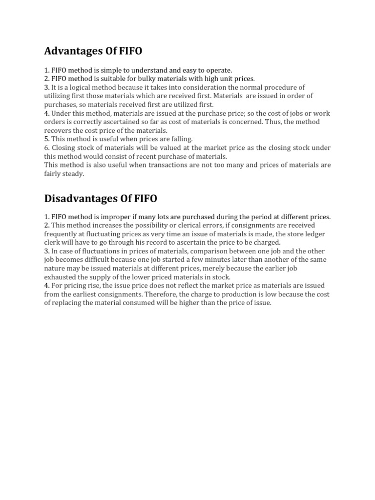 Advantages of FIFO | PDF | Inventory | Prices
