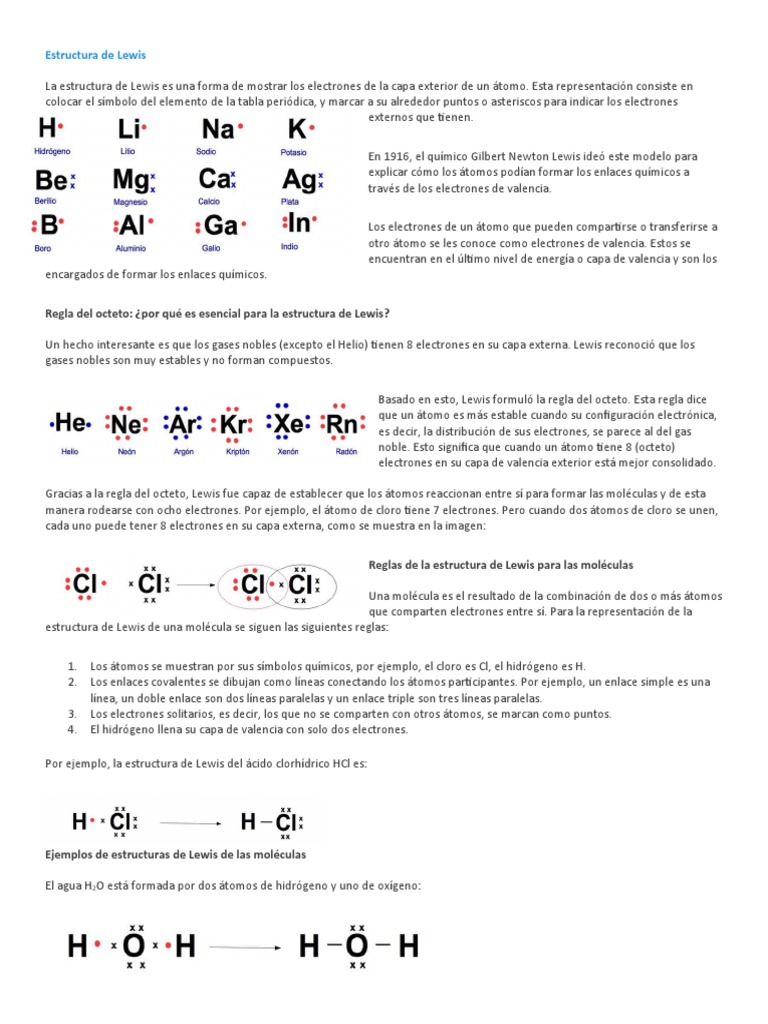 Estructura de Lewis | PDF | Valencia (Química) | Atómico