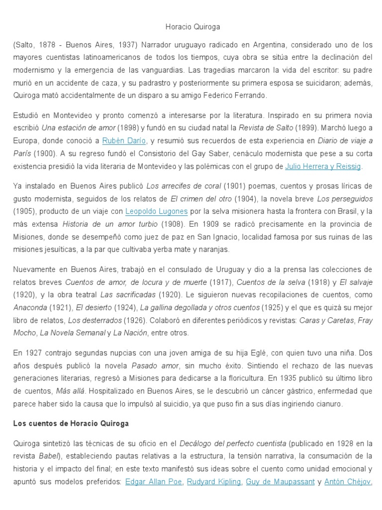 Horacio Quiroga y La MIGALA - JUAN JOSE ARREOLA | PDF