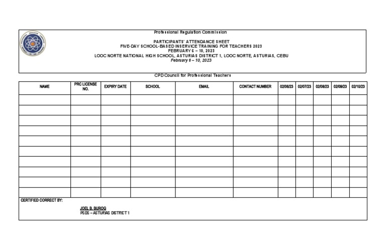 Teacher Inservice Training Log | PDF