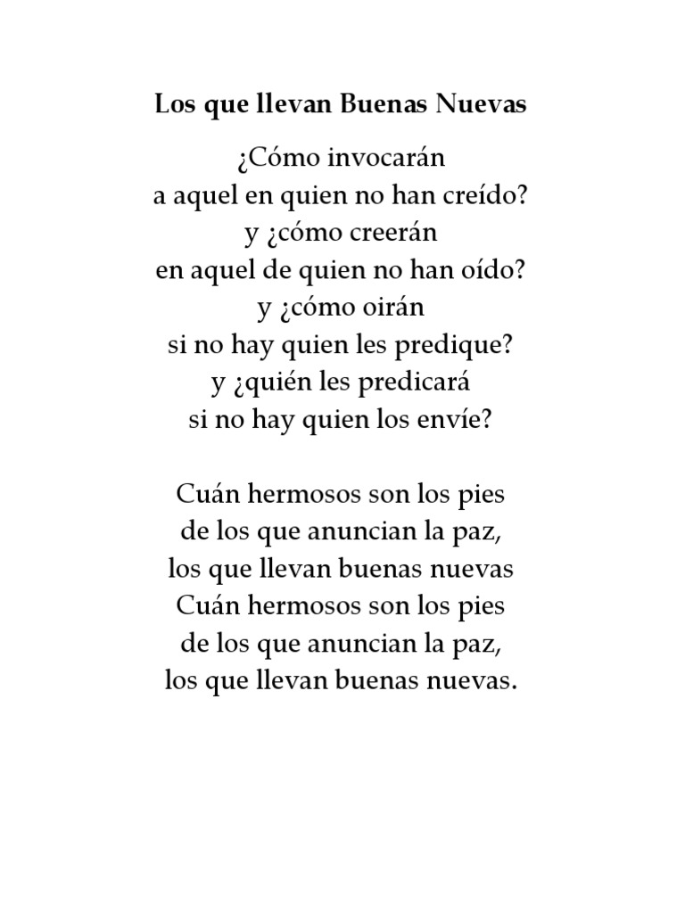 Letra Los Que Llevan Buenas Nuevas | PDF