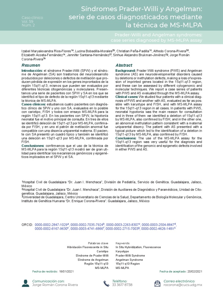 Prader Willi Sindrome | PDF | Hibridación in situ fluorescente ...