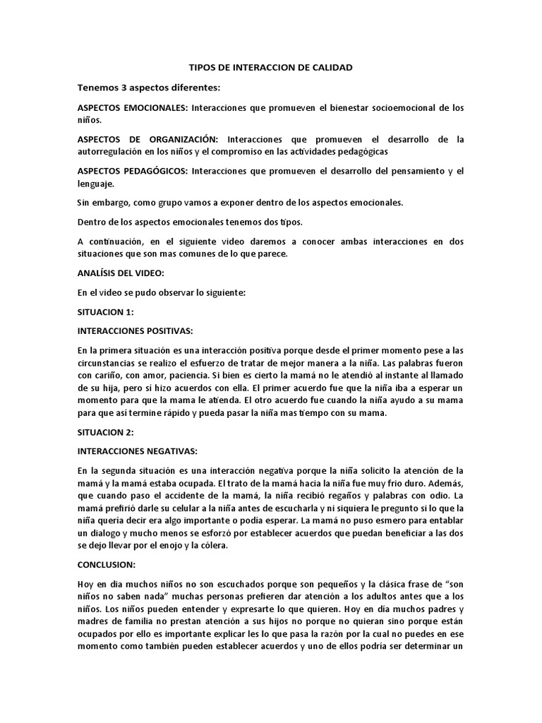 Tipos de Interaccion de Calidad | PDF