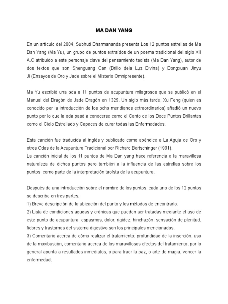12 Puntos de Acupuntura de Ma Dan Yang | PDF | Acupuntura | Acupresión
