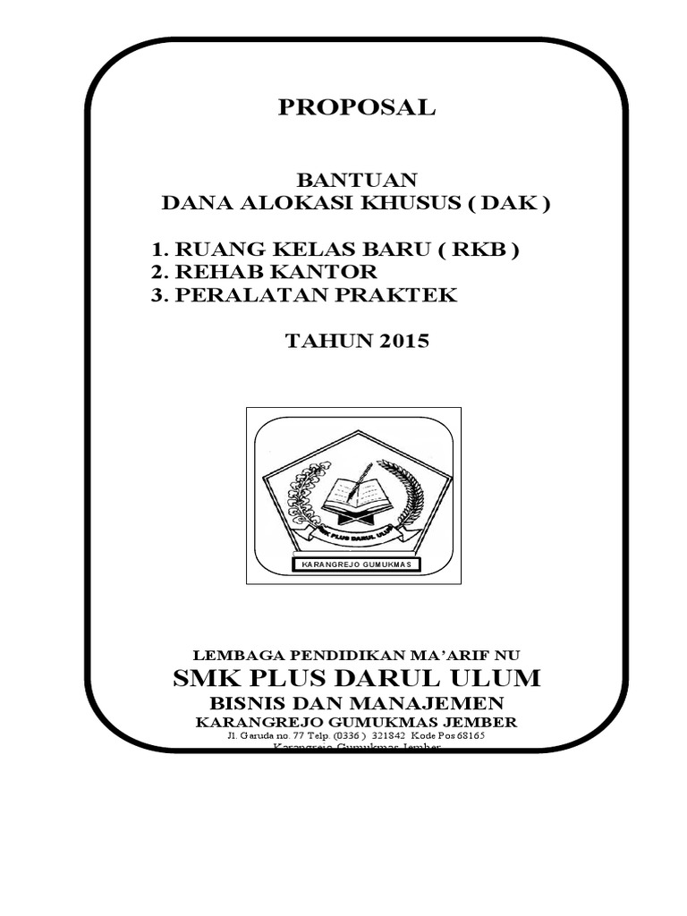 Proposal DAK SMK Plus Darul Ulum Jember | PDF | Karier & Perkembangan