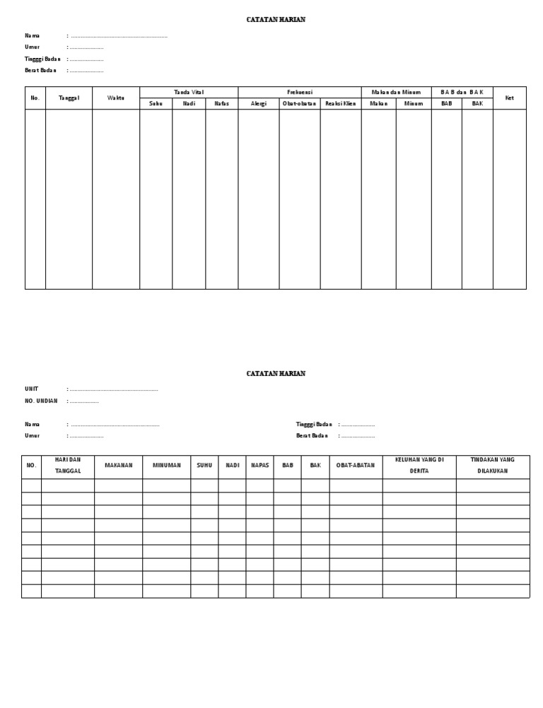 CATATAN HARIAN Lomba Perawatan Keluarga PMR | PDF