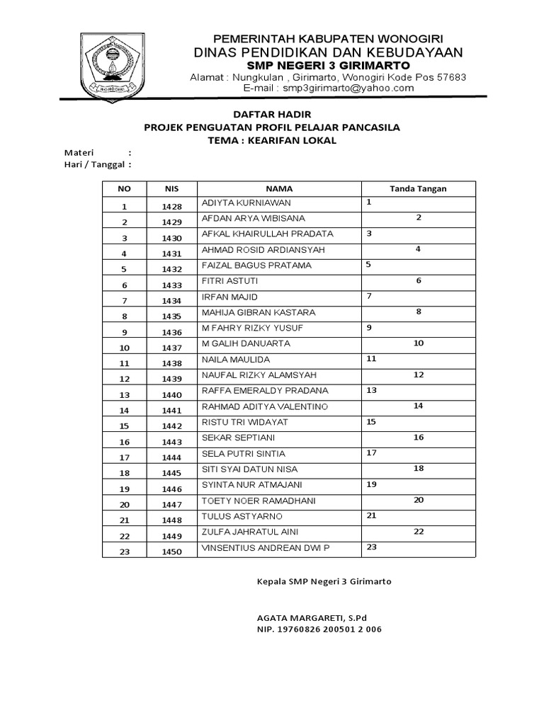 Absen Siswa P5 | PDF