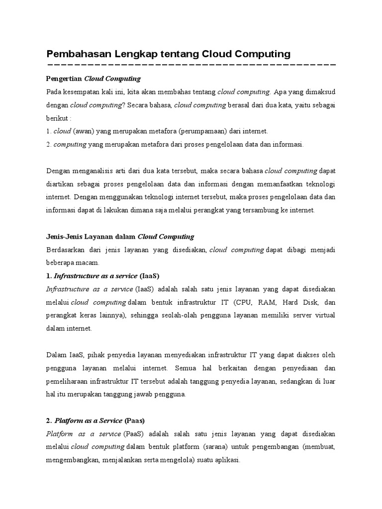 Pembahasan Lengkap Tentang Cloud Computing | PDF Pembahasan Lengkap Tentang Cloud Computing | PDF