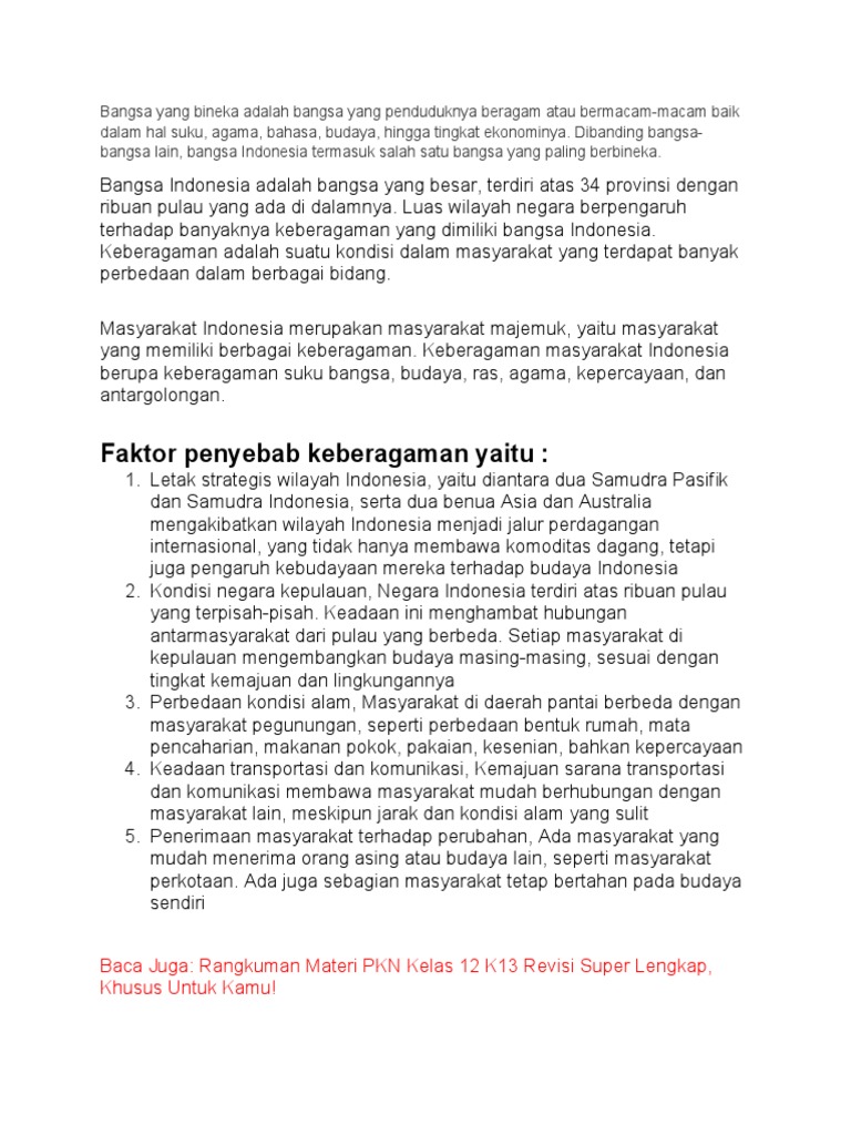 Bangsa Yang Bineka Adalah Bangsa Yang Penduduknya Beragam Atau Bermacam ...
