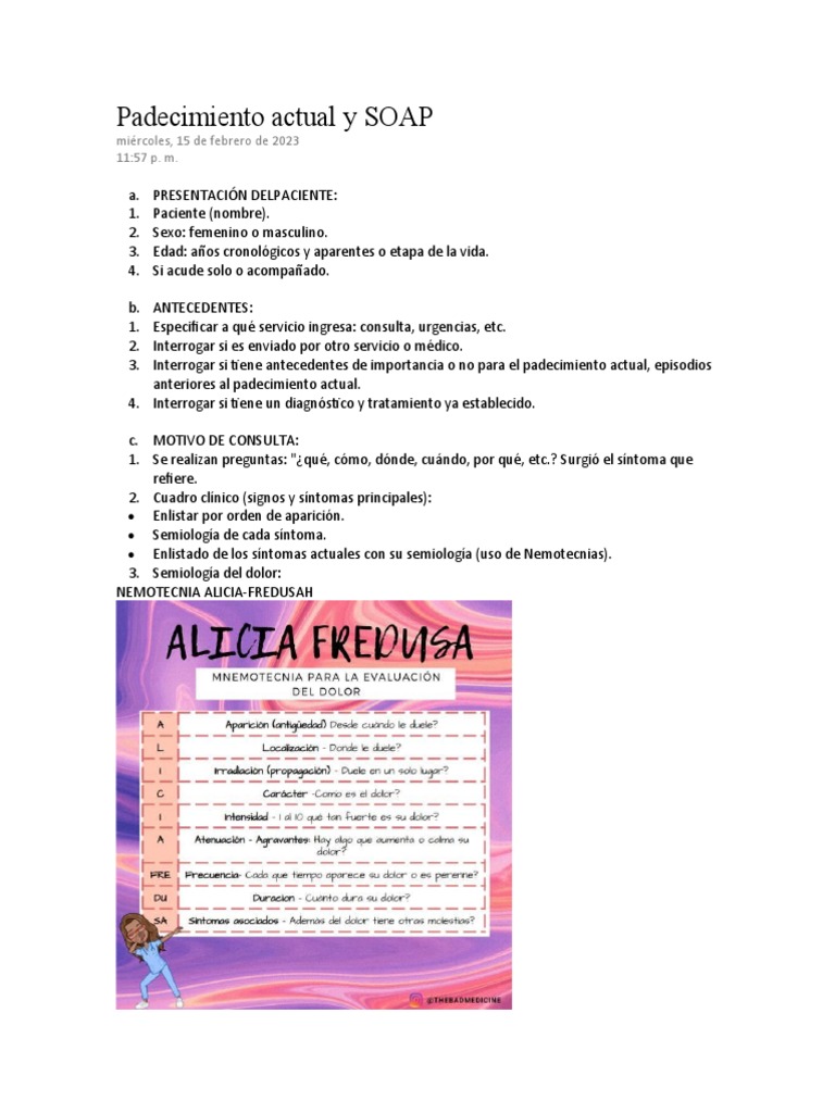 Padecimiento Actual y SOAP | PDF | Diarrea | Tos