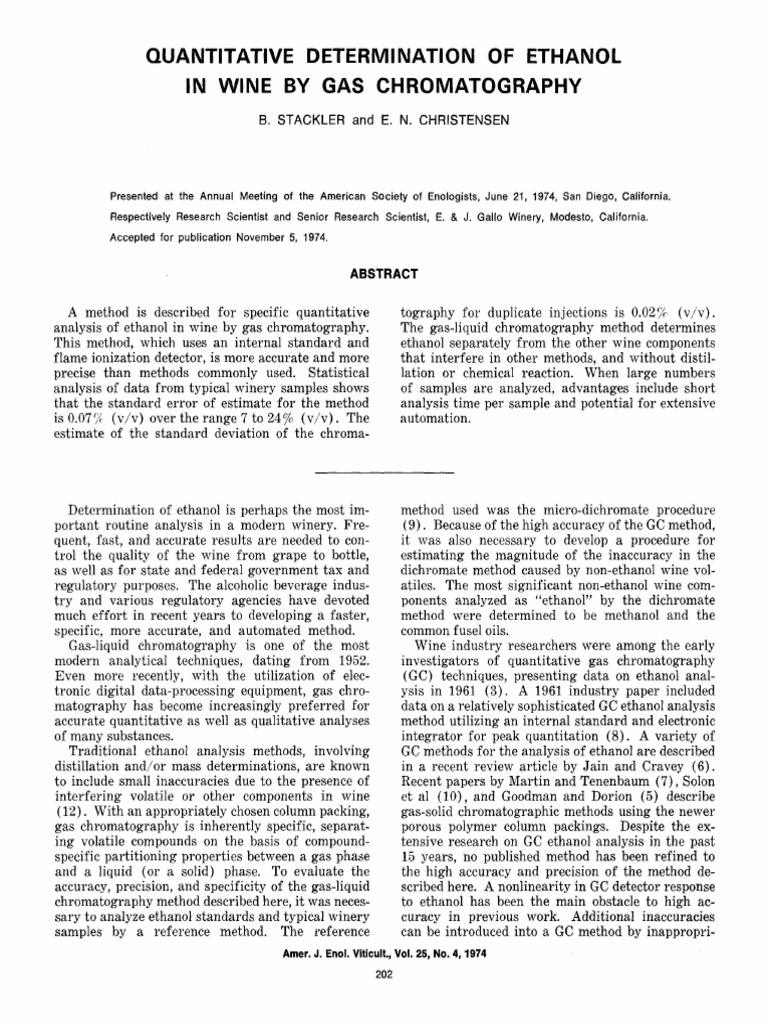 Quantitative Determination of Ethanol in | PDF | Gas Chromatography ...